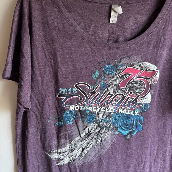 Tops | Last Chance Sturgis 75th Motorcycle Rally Purple Scoopneck ...